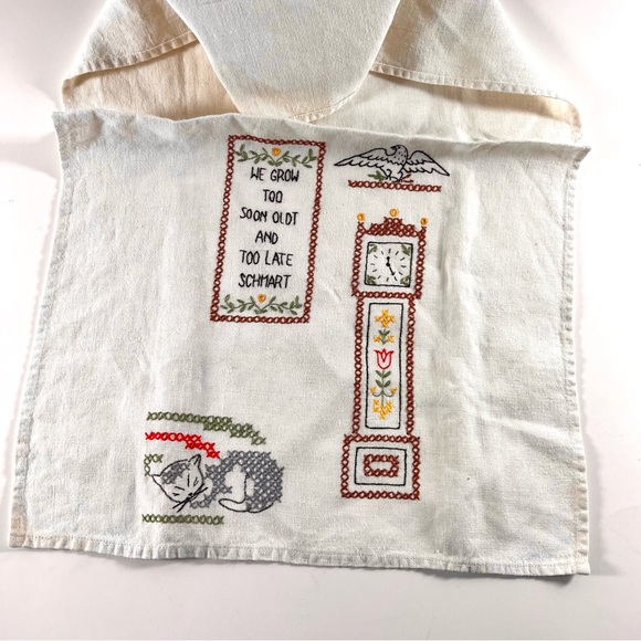 Accents | Hand Cross Stitched Poem Kitty Cat Eagle Grandfather Clock ...